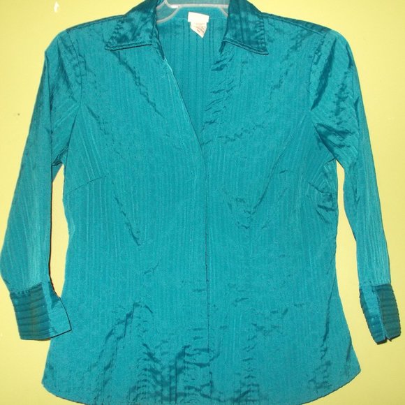 Covington | Tops | Vintage Covington Pintuck Blouse Ladies Medium Teal ...